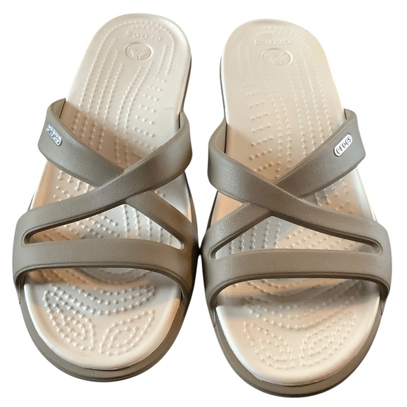 CROCS | Shoes | Crocs Gray Slide Sandals | Poshmark